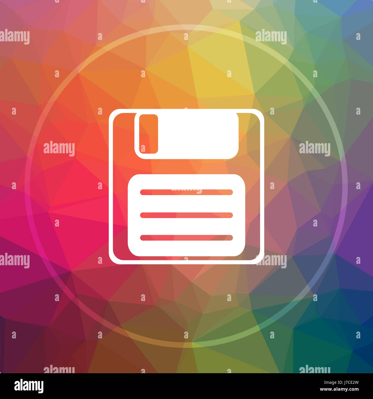 Save icon. Save website button on low poly background Stock Photo - Alamy