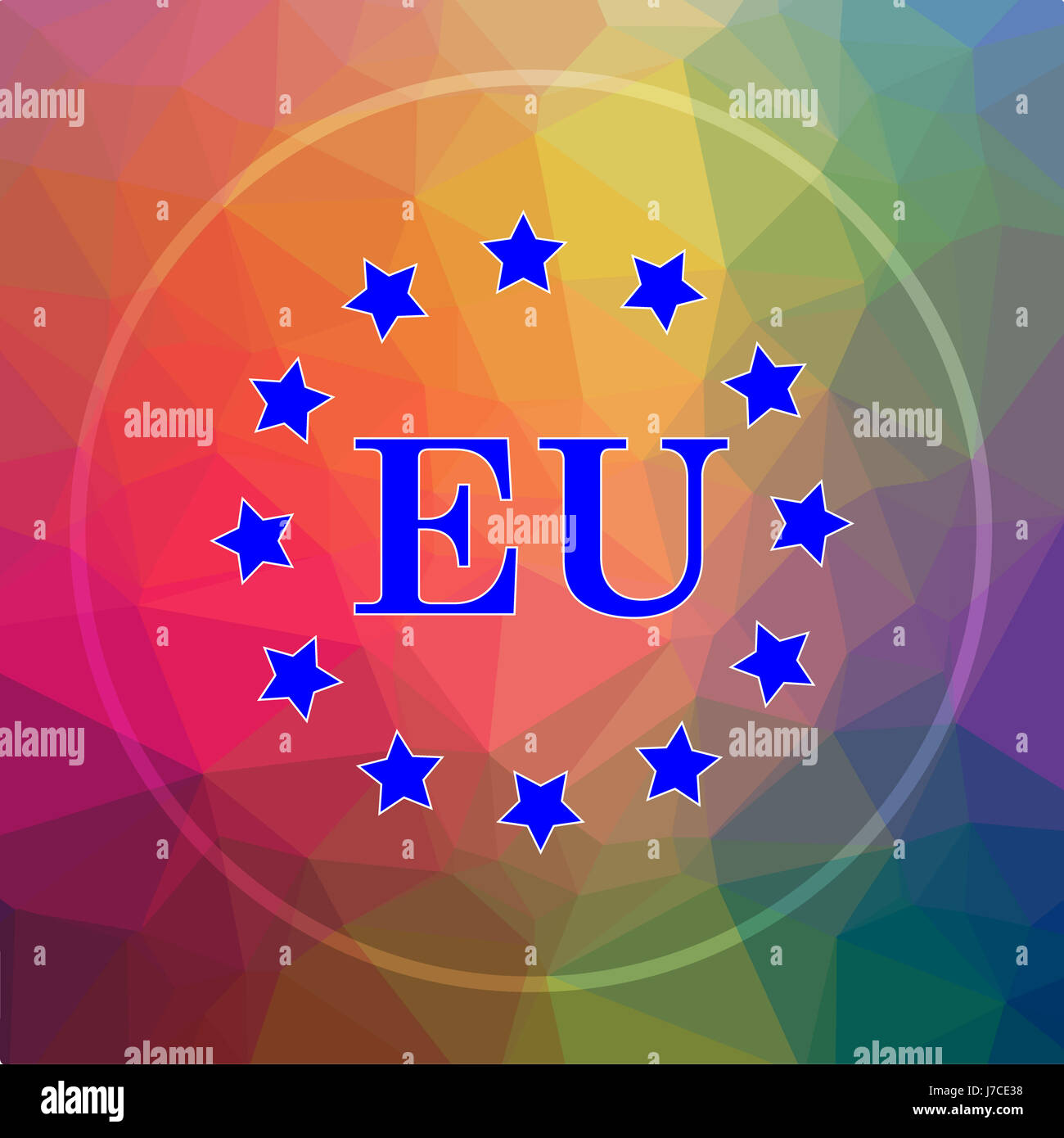 European union icon. European union website button on low poly ...