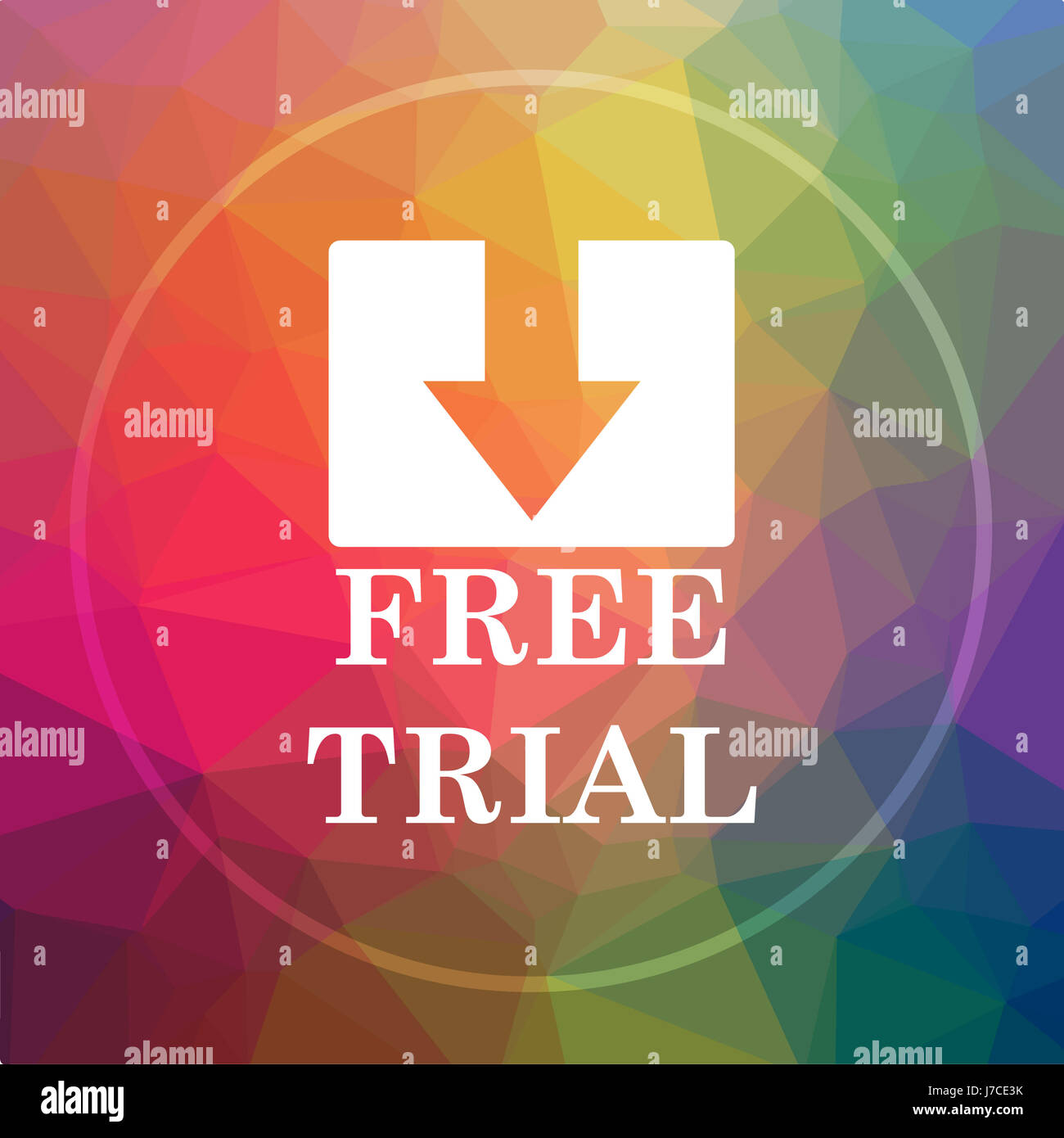 Free trial icon. Free trial website button on low poly background Stock ...