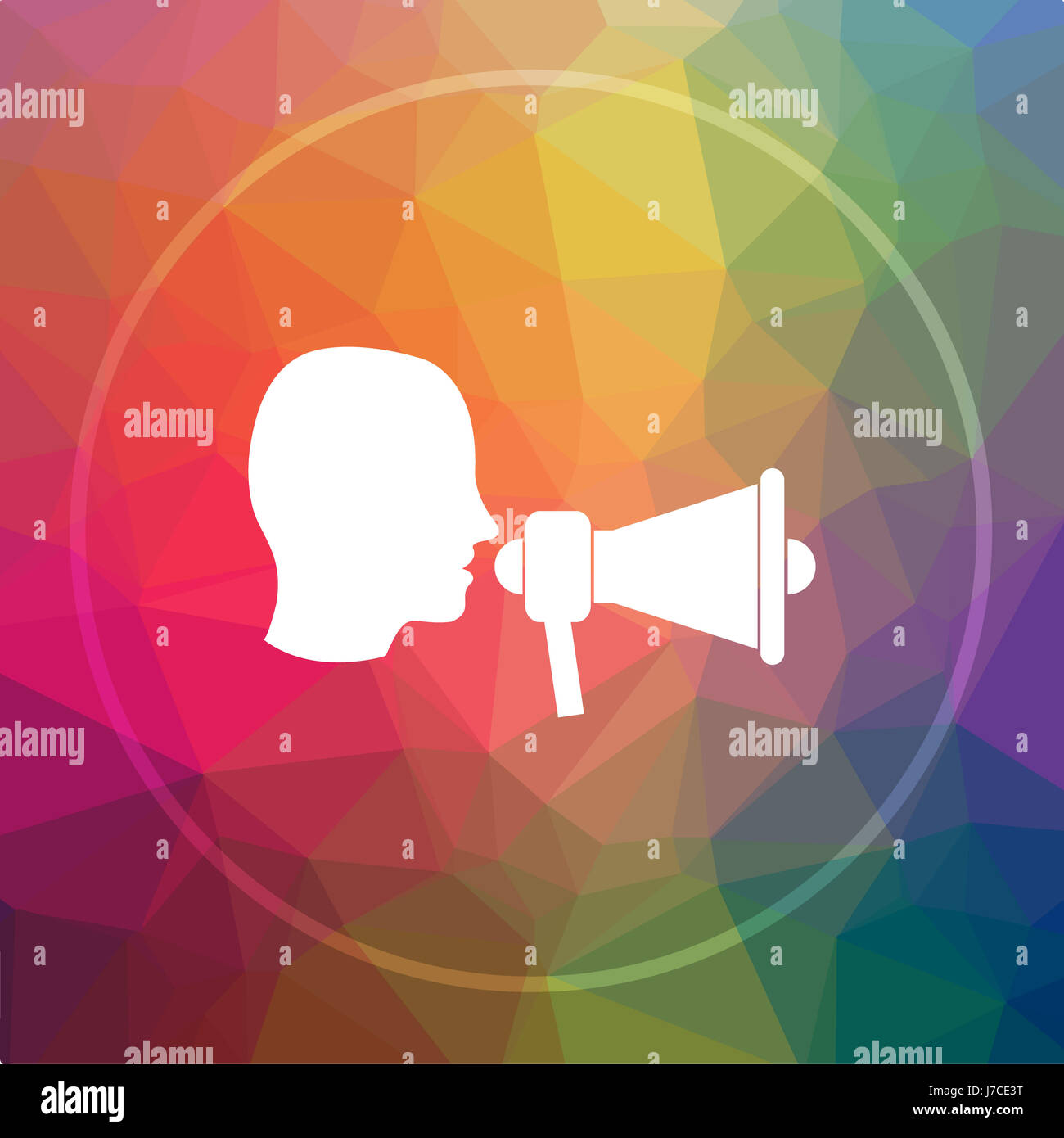 Megaphone icon. Megaphone website button on low poly background Stock ...