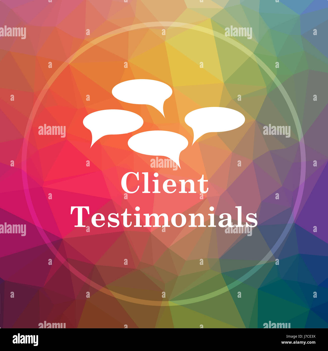 Client testimonials icon. Client testimonials website button on low ...