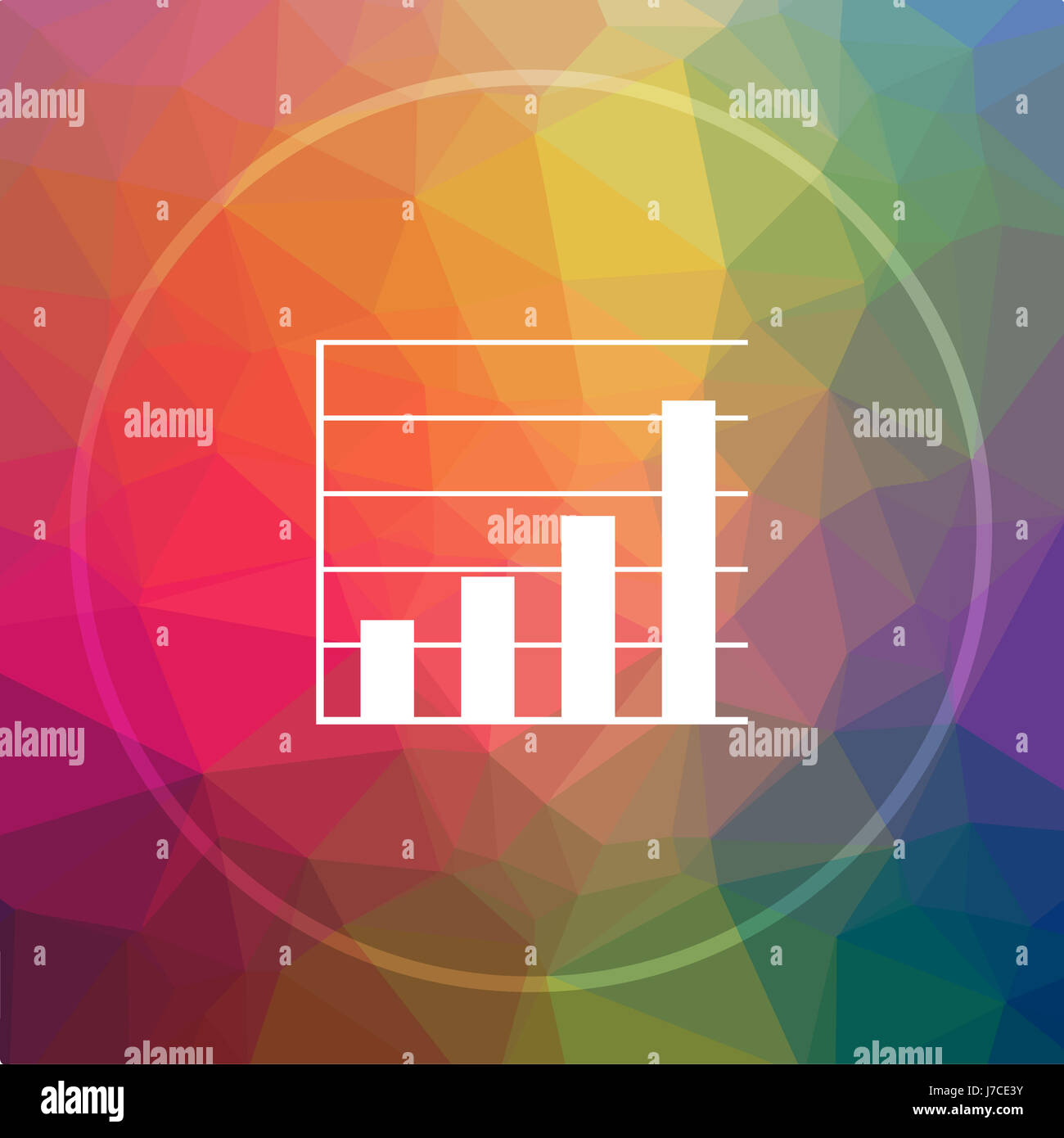 Chart bars icon. Chart bars website button on low poly background Stock ...