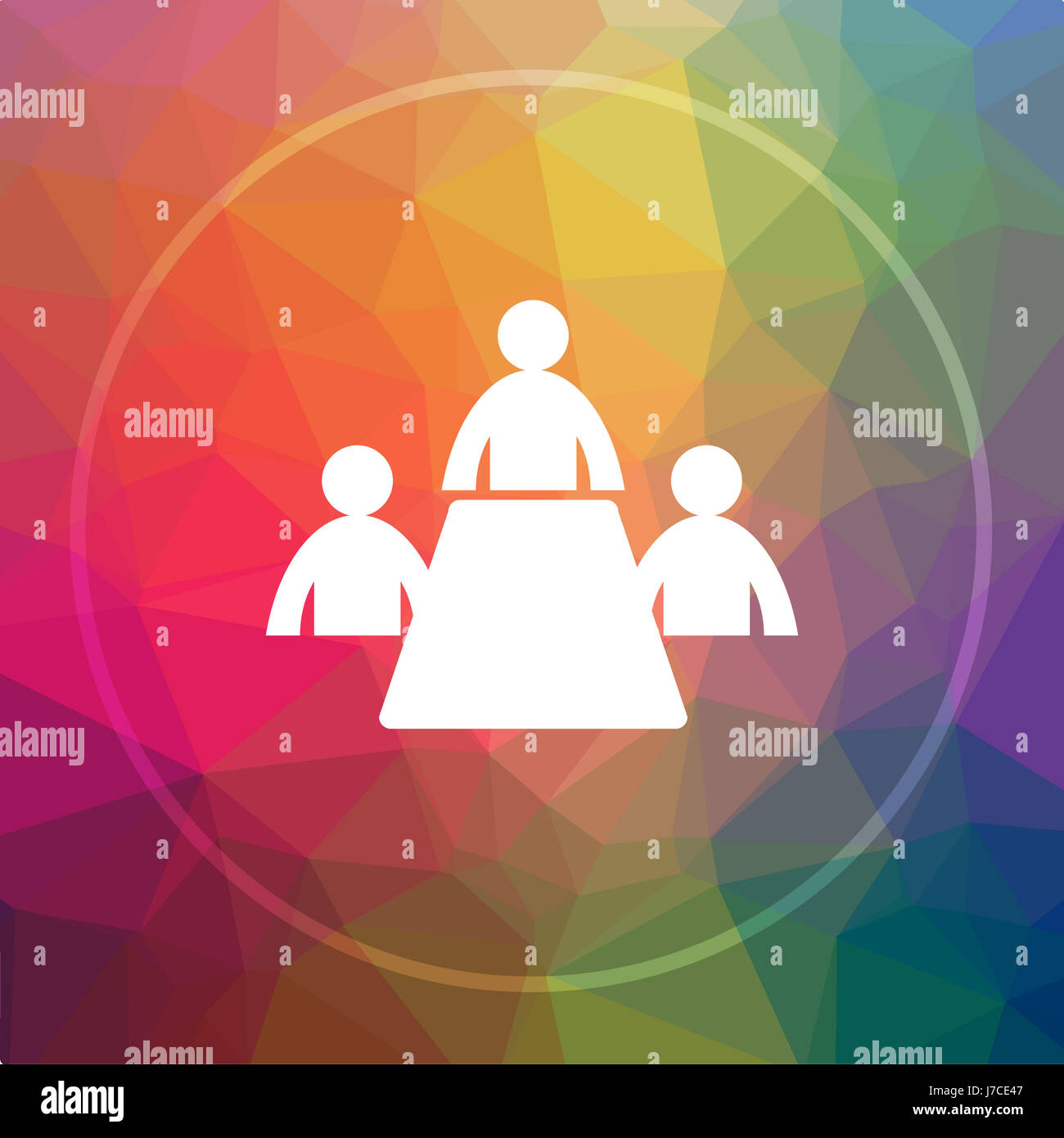 Meeting room icon. Meeting room website button on low poly background ...