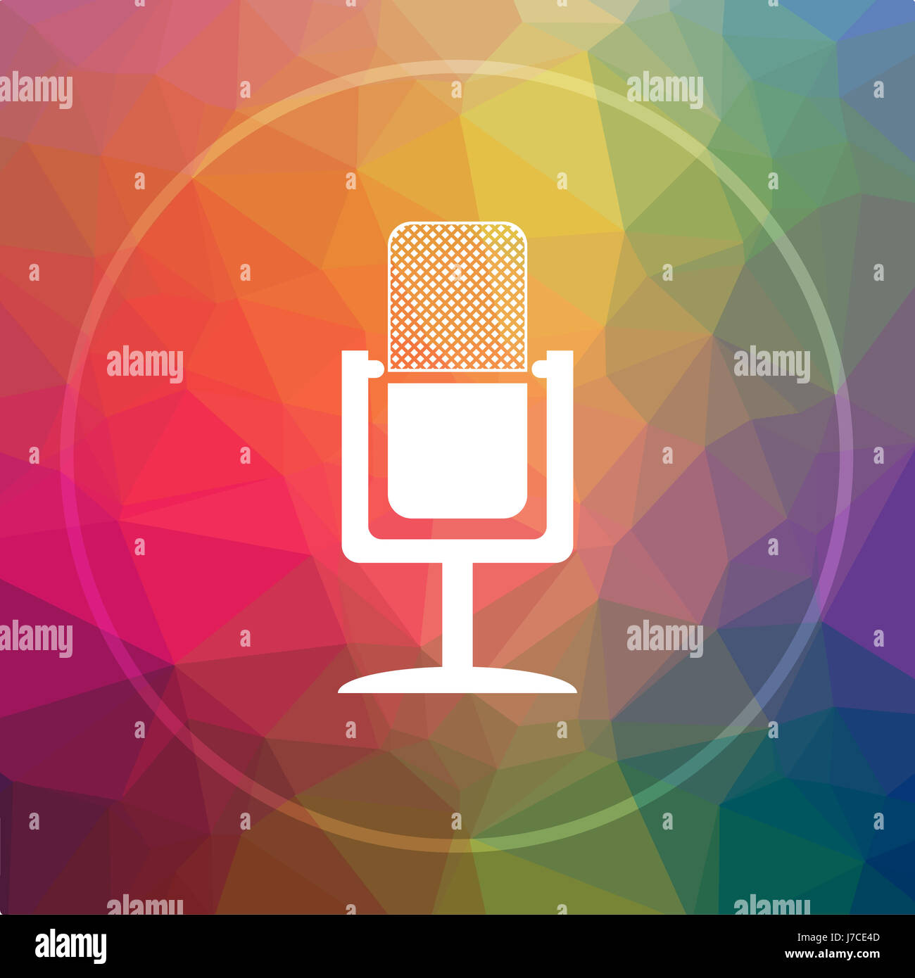 Microphone icon. Microphone website button on low poly background Stock ...