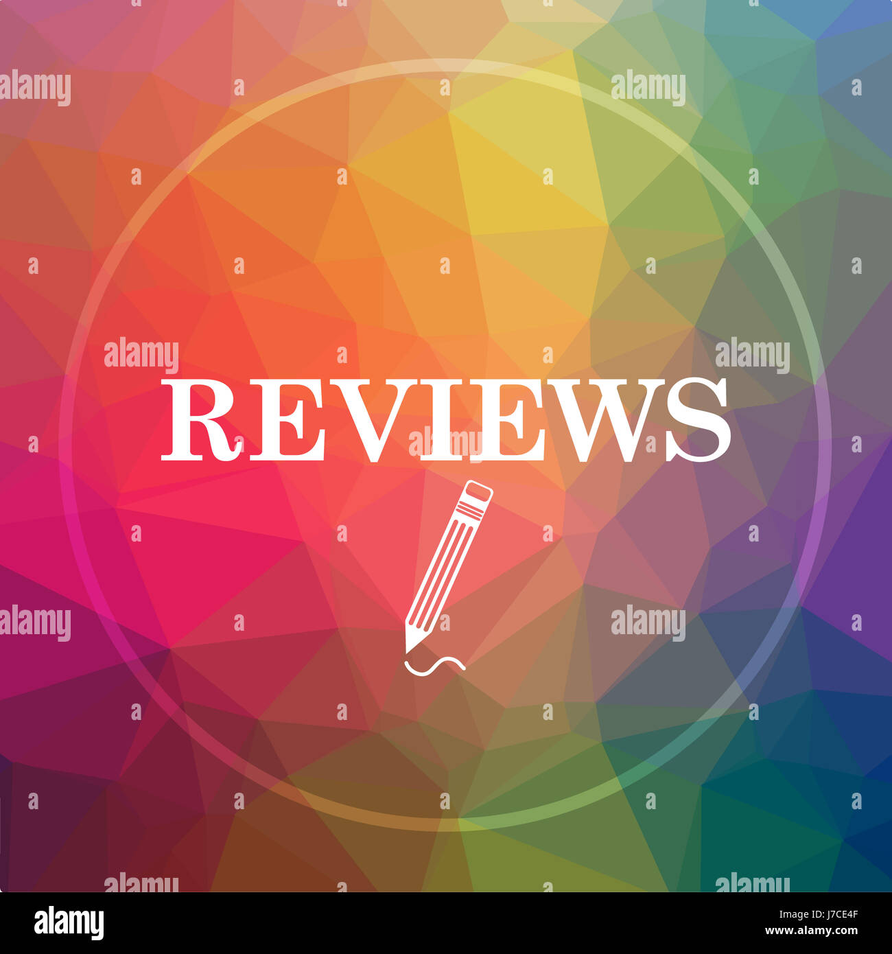 Reviews icon. Reviews website button on low poly background Stock Photo ...