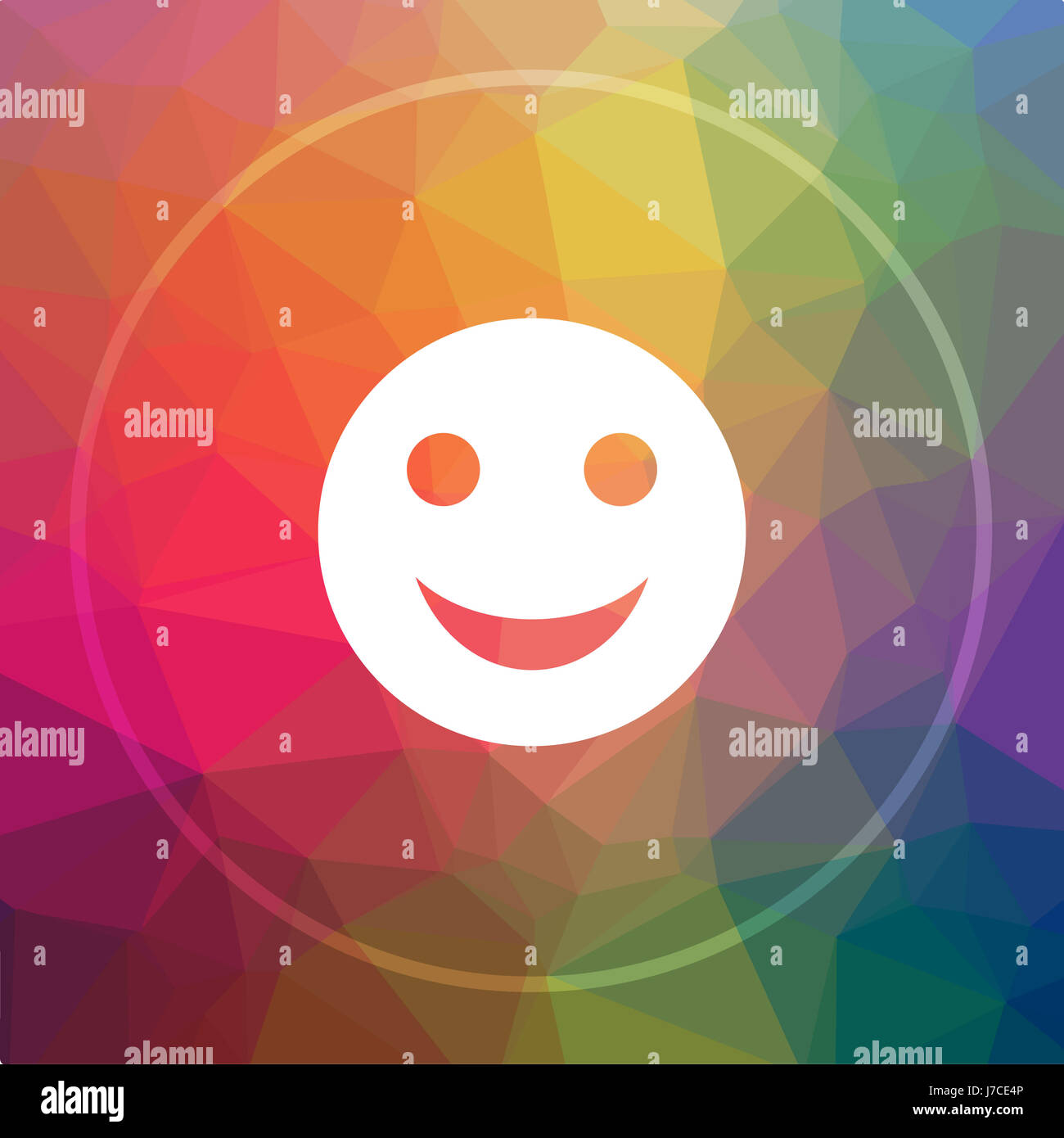 Smiley icon. Smiley website button on low poly background Stock Photo ...