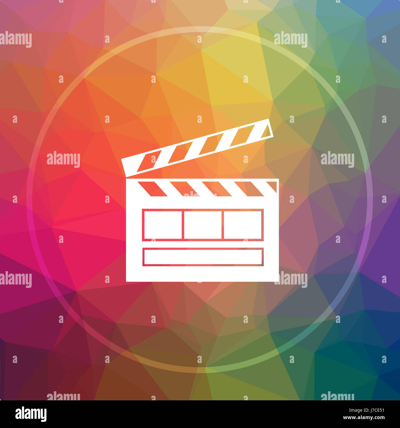 Movie icon. Movie website button on low poly background Stock Photo - Alamy