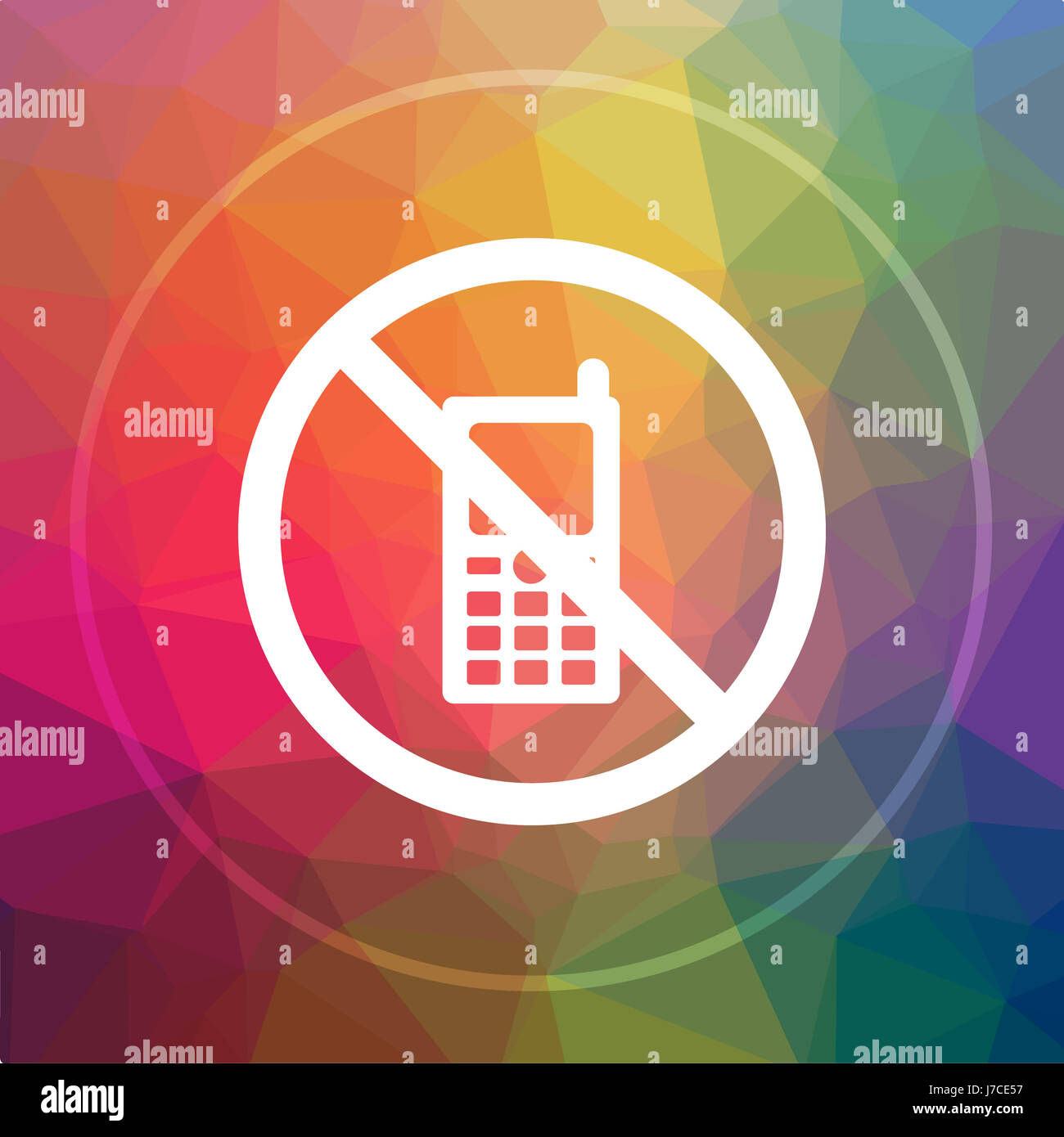 Mobile phone restricted icon. Mobile phone restricted website button on ...