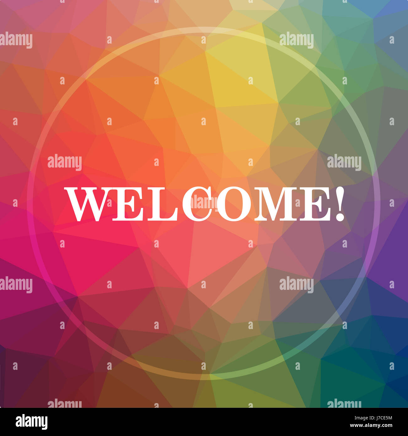 Welcome icon. Welcome website button on low poly background Stock Photo ...