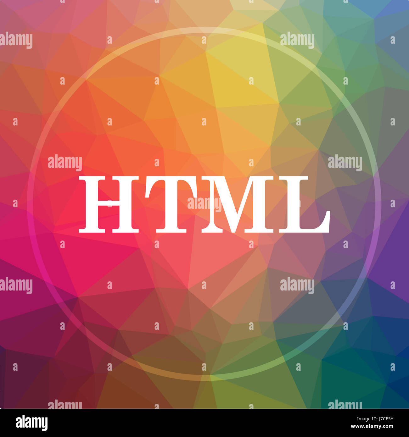 HTML icon. HTML website button on low poly background Stock Photo - Alamy