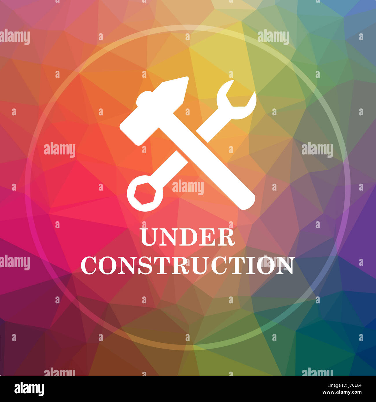 Under construction icon. Under construction website button on low poly ...