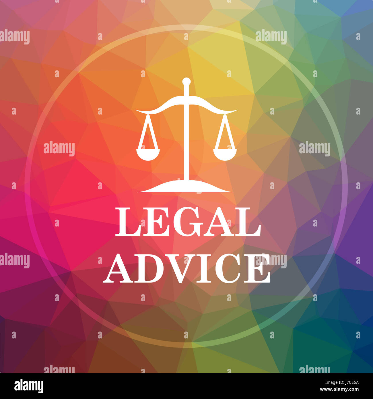 Legal advice icon. Legal advice website button on low poly background ...