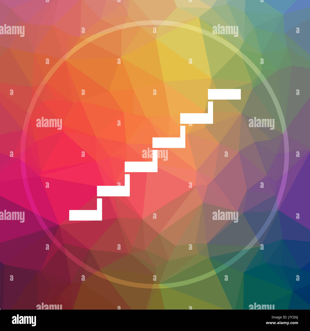 Stairs icon. Stairs website button on low poly background Stock Photo ...