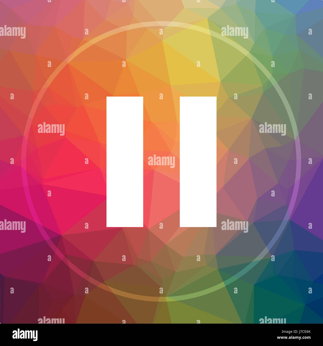 Pause icon. Pause website button on low poly background Stock Photo - Alamy