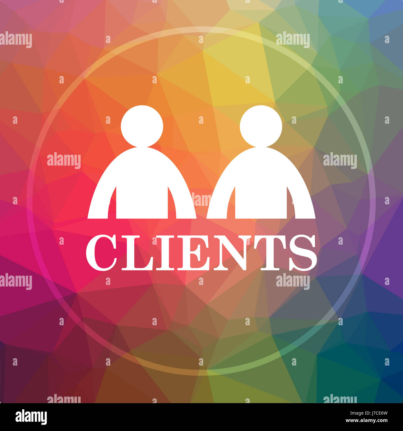 Clients icon. Clients website button on low poly background Stock Photo ...