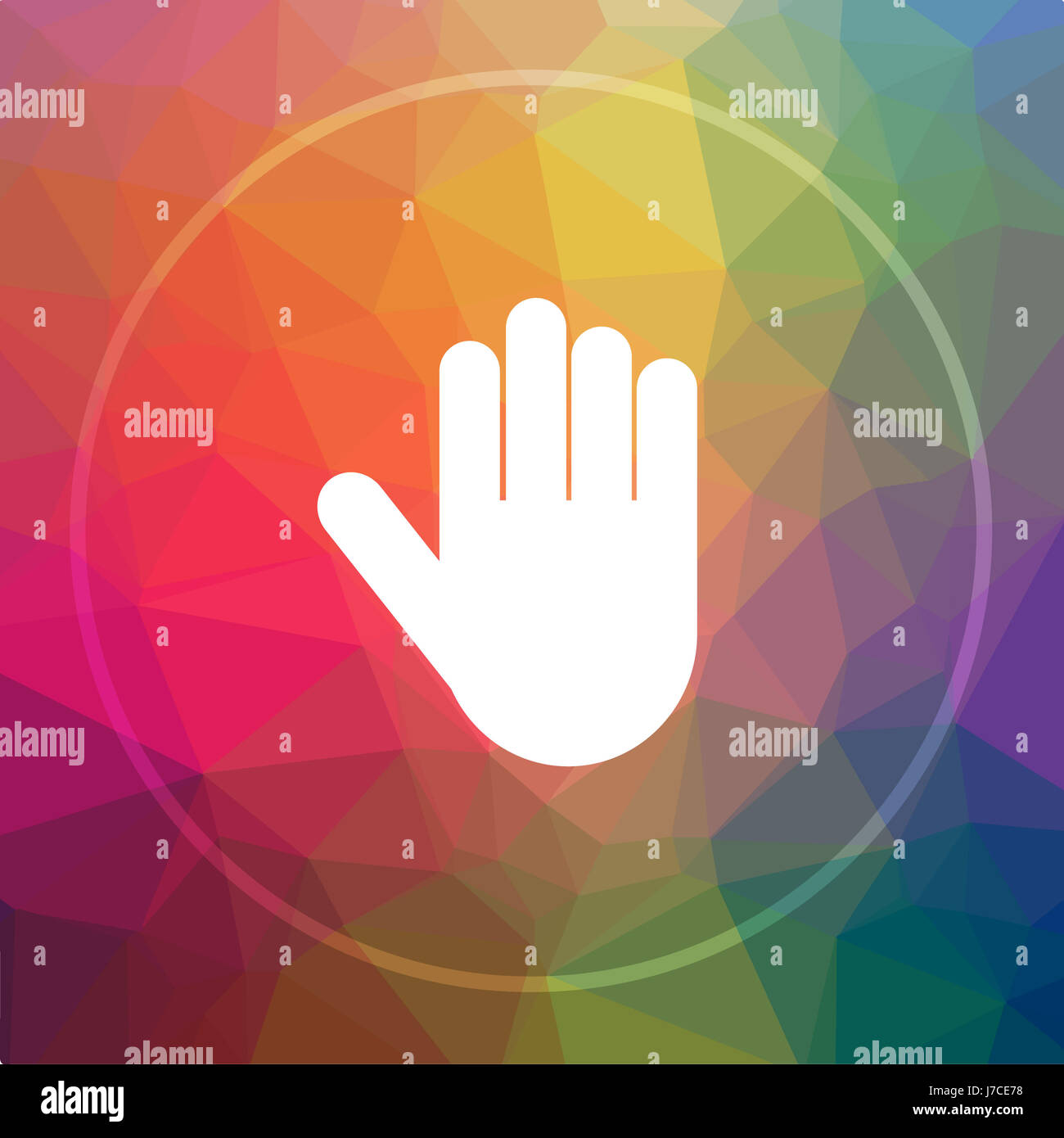 Stop icon. Stop website button on low poly background Stock Photo - Alamy