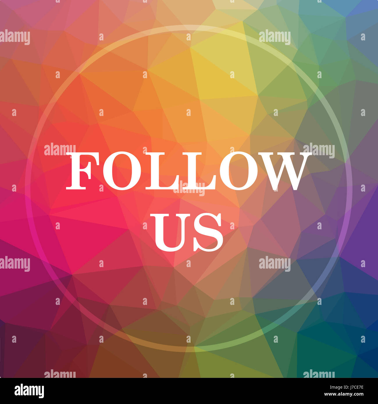 Follow us icon. Follow us website button on low poly background Stock ...