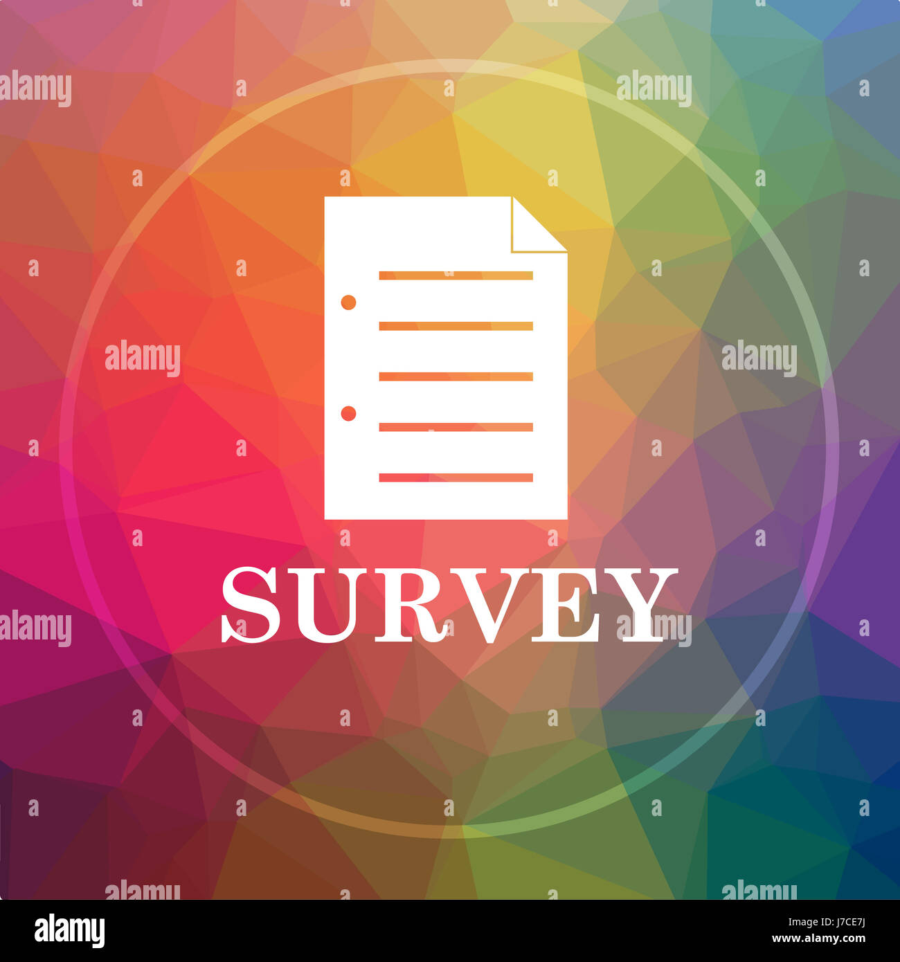 Survey icon. Survey website button on low poly background Stock Photo ...