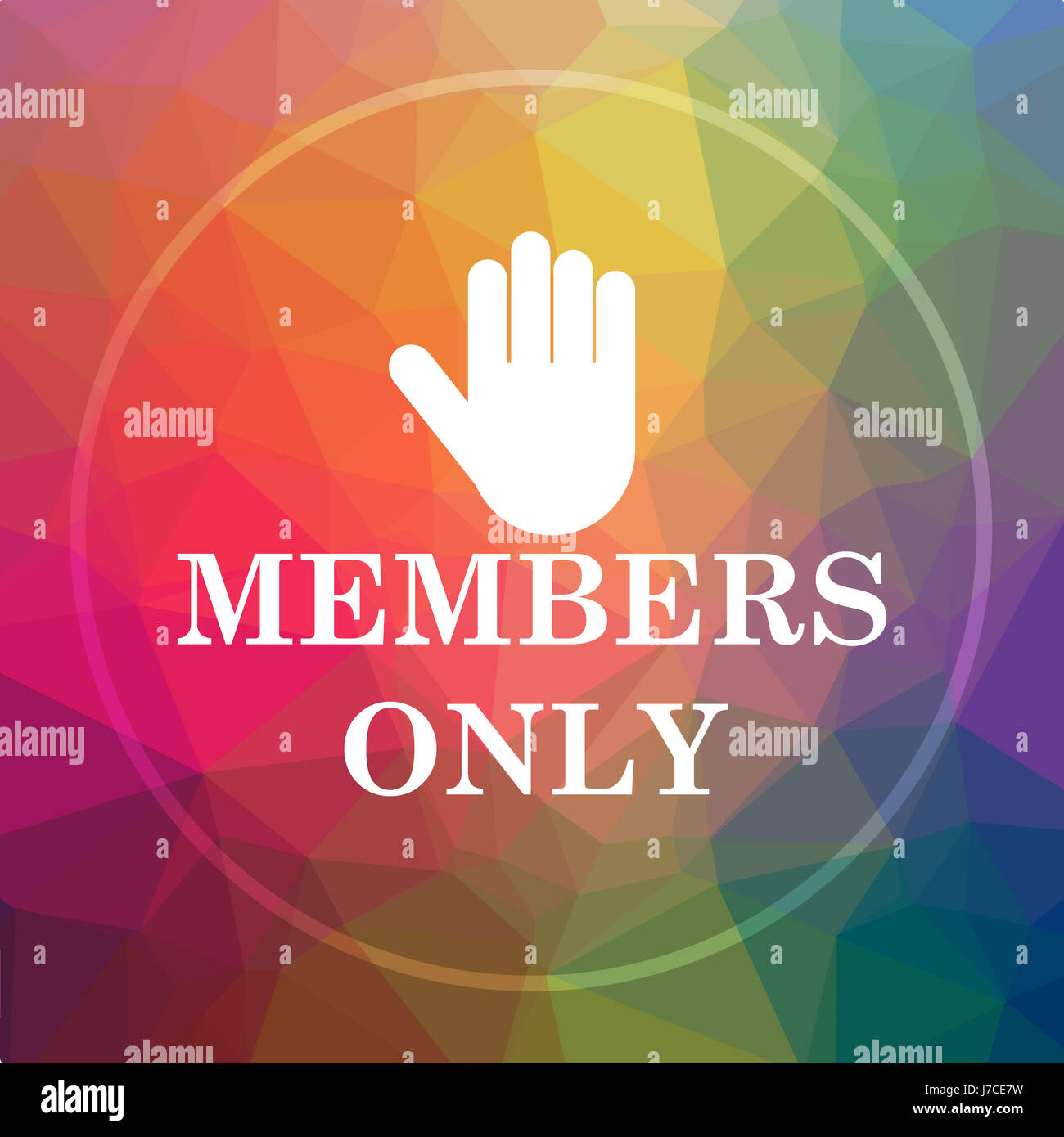 Members only icon. Members only website button on low poly background ...
