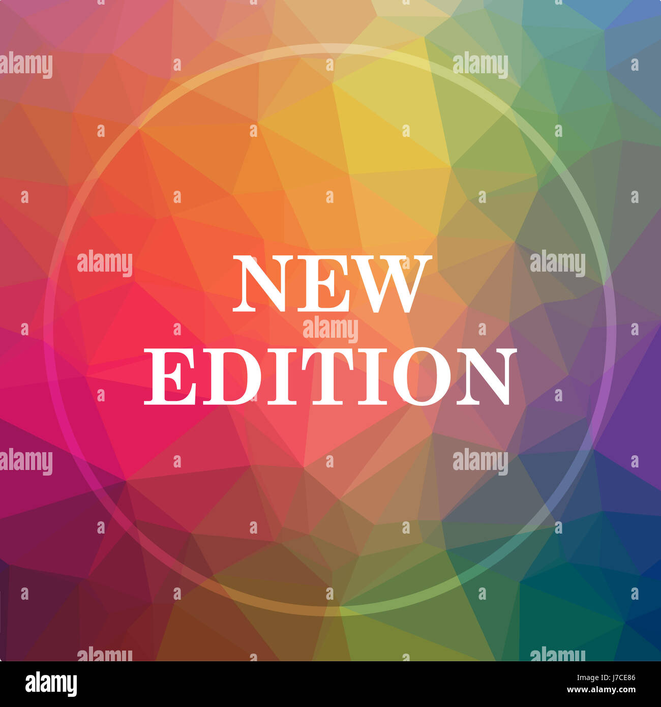 New edition icon. New edition website button on low poly background ...