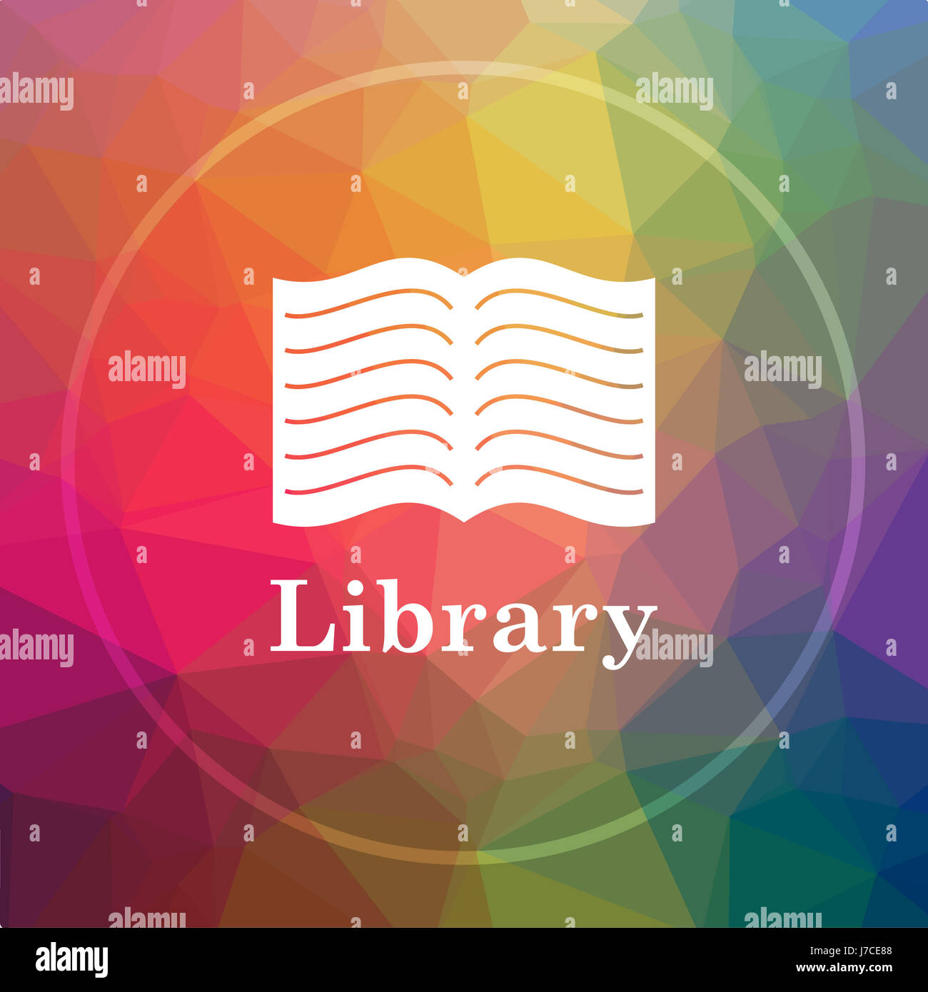 Library icon. Library website button on low poly background Stock Photo ...