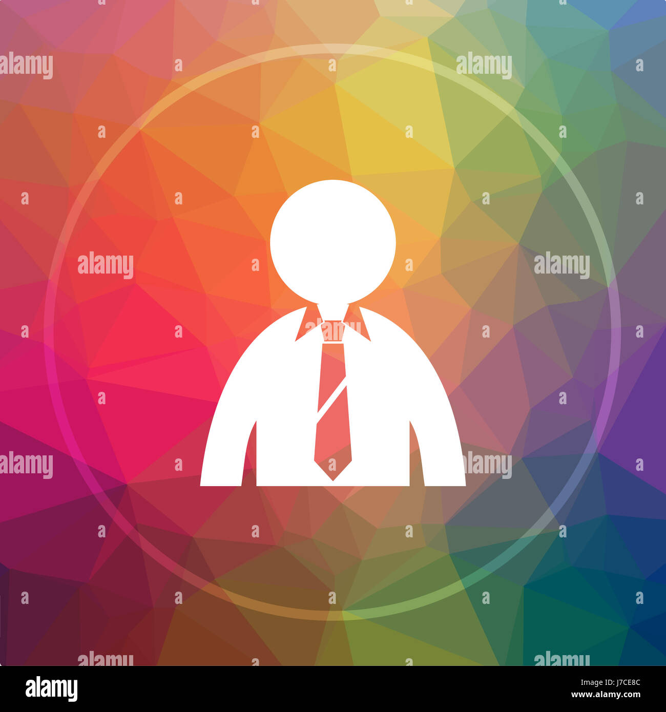 Business man icon. Business man website button on low poly background ...
