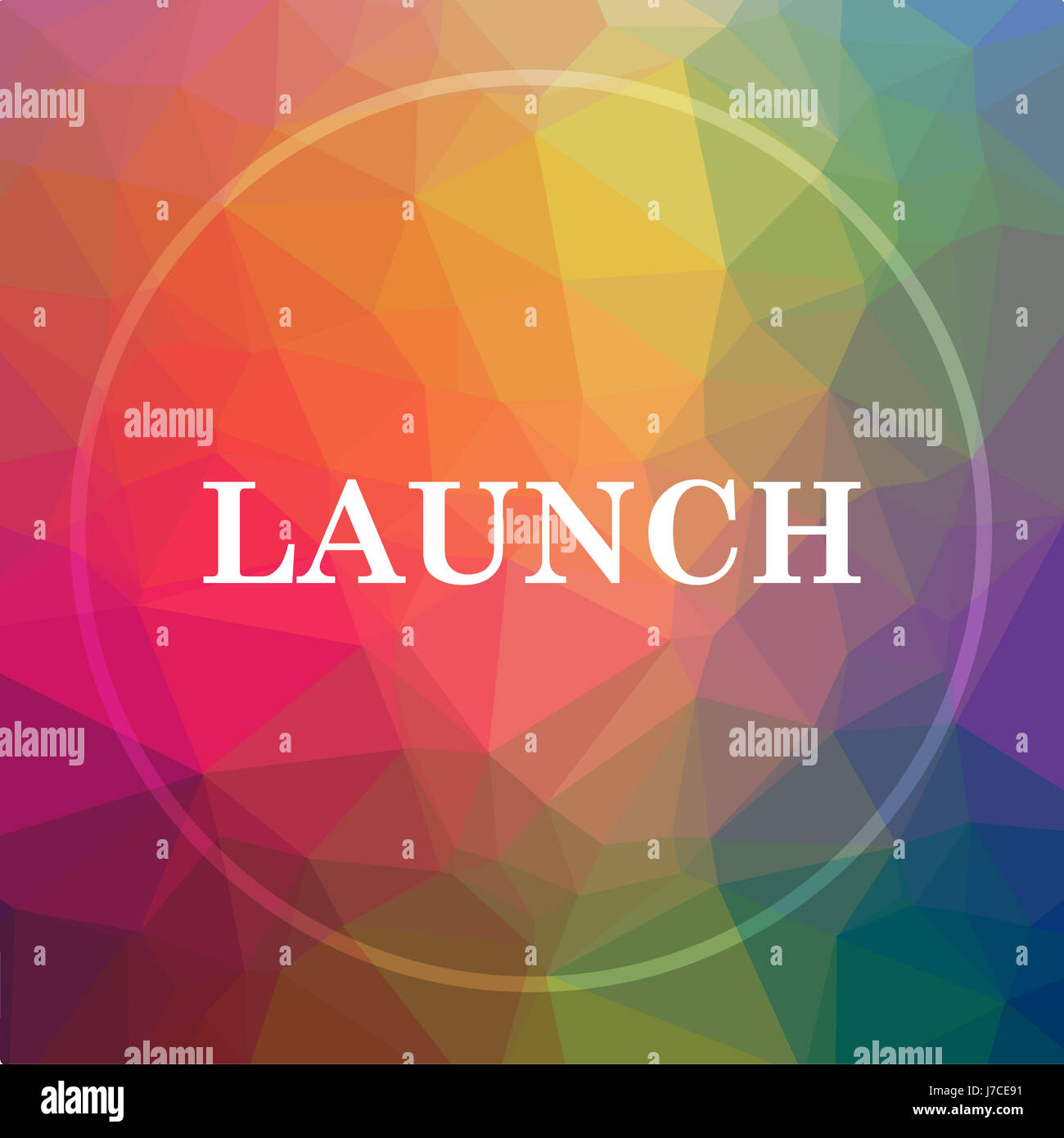 Launch icon. Launch website button on low poly background Stock Photo ...