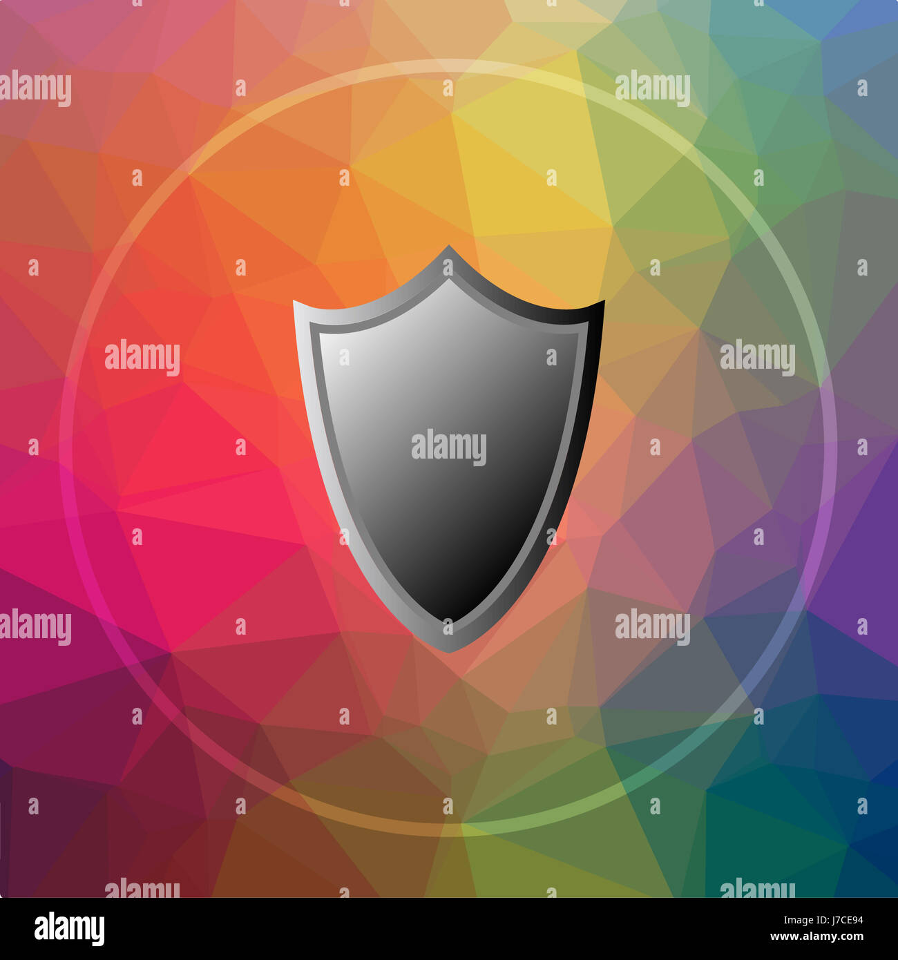 Shield icon. Shield website button on low poly background Stock Photo ...