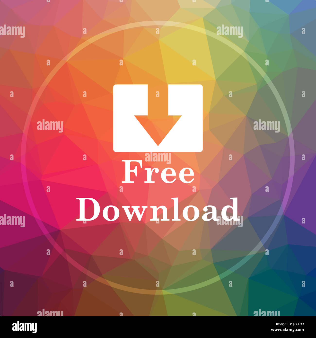 Free download icon. Free download website button on low poly background ...