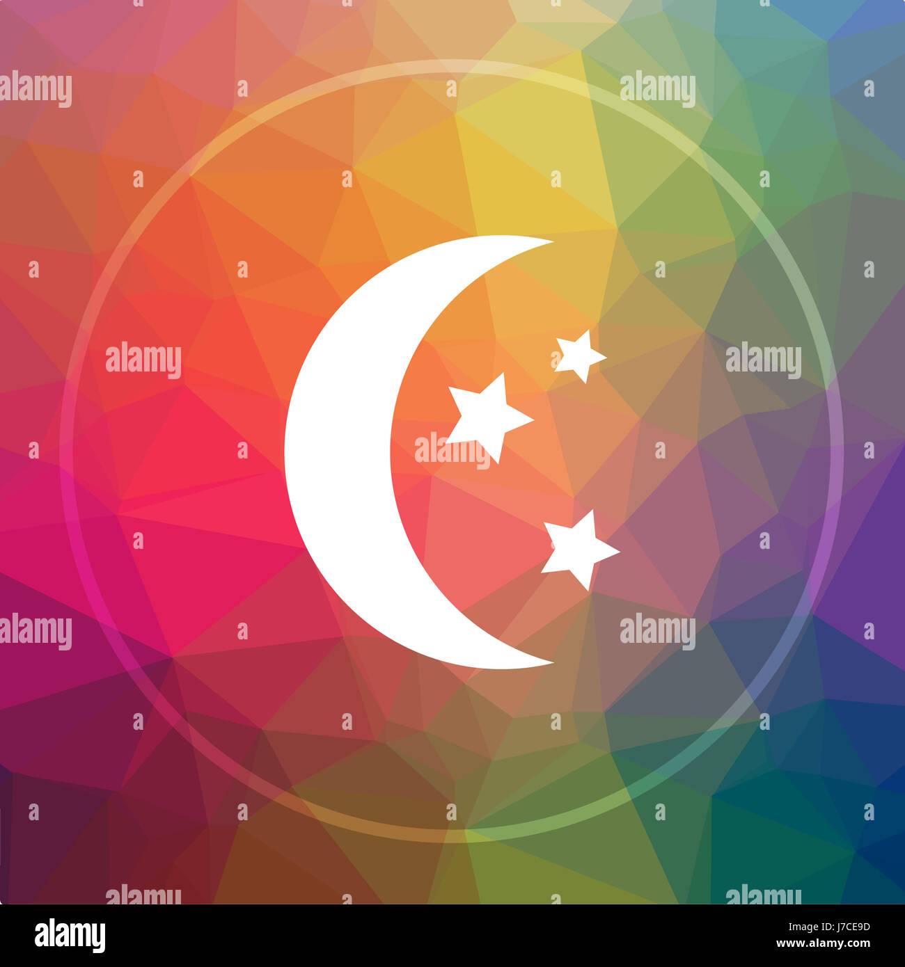 Moon icon. Moon website button on low poly background Stock Photo - Alamy