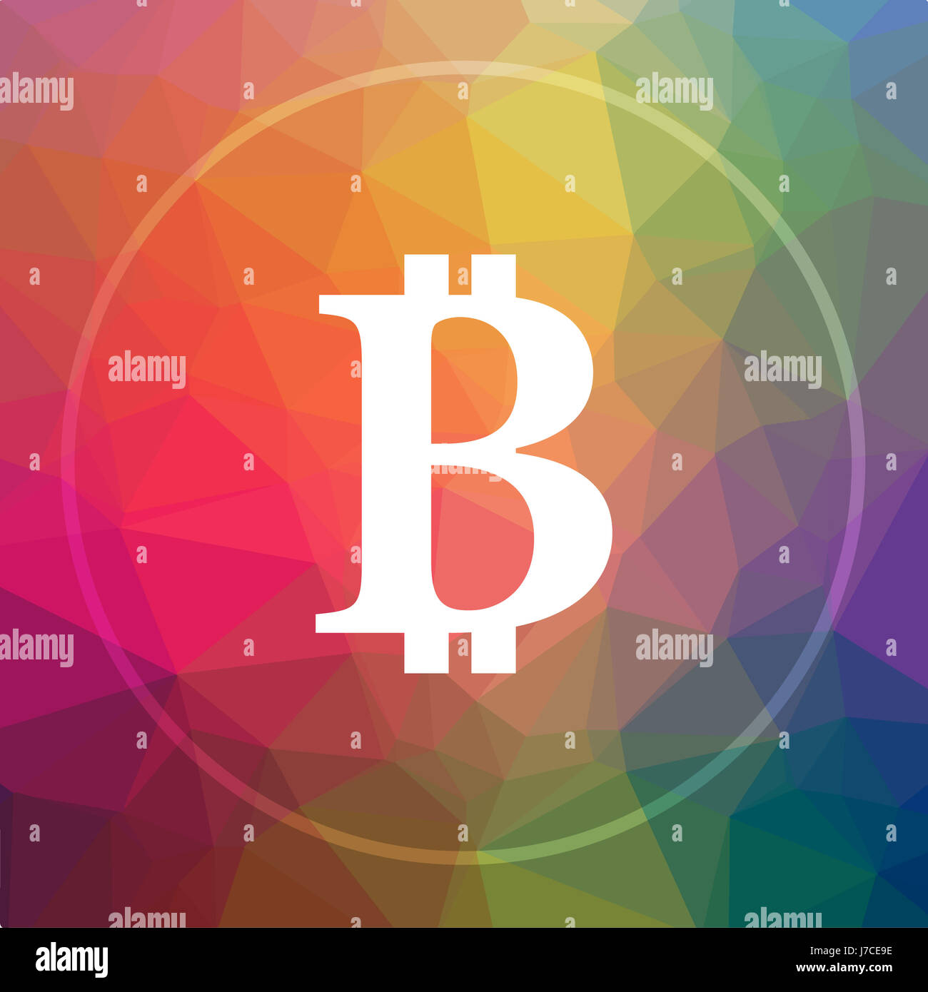 Bitcoin icon. Bitcoin website button on low poly background Stock Photo ...