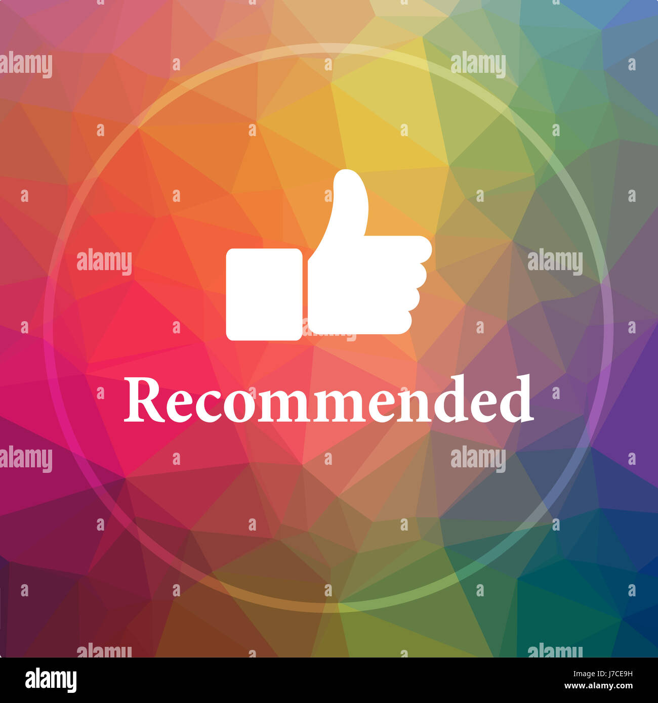 Recommended icon. Recommended website button on low poly background ...