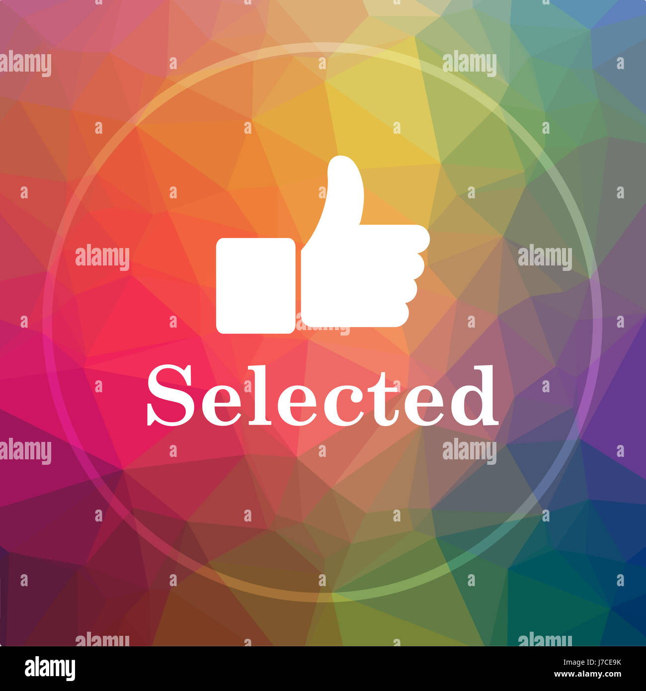 Selected icon. Selected website button on low poly background Stock ...