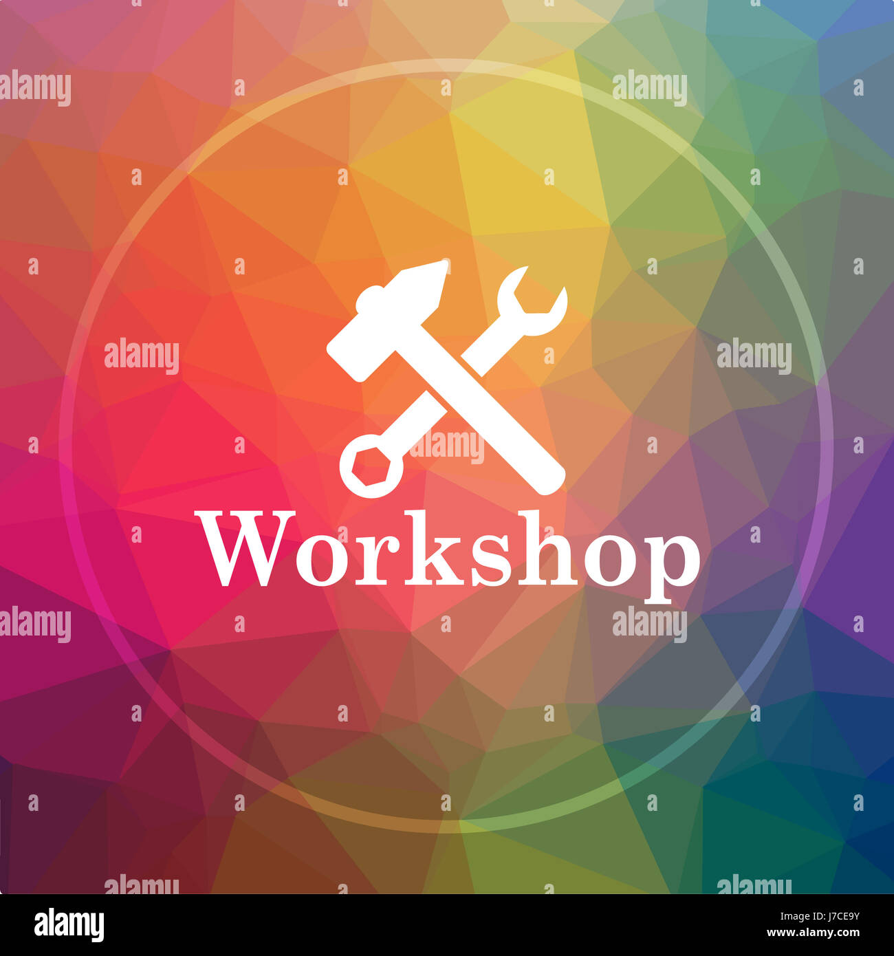 Workshop icon. Workshop website button on low poly background Stock ...