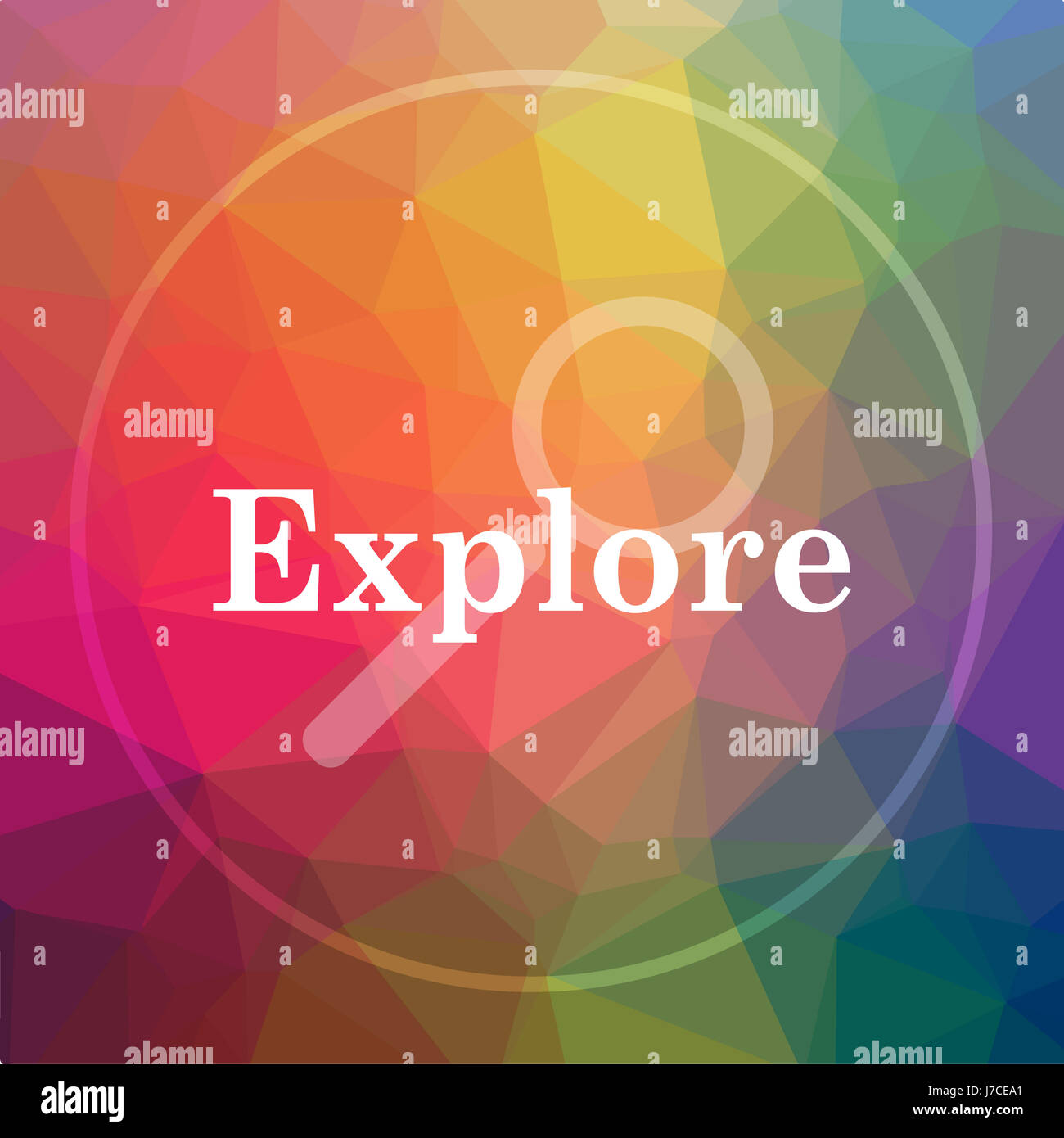 Explore icon. Explore website button on low poly background Stock Photo ...