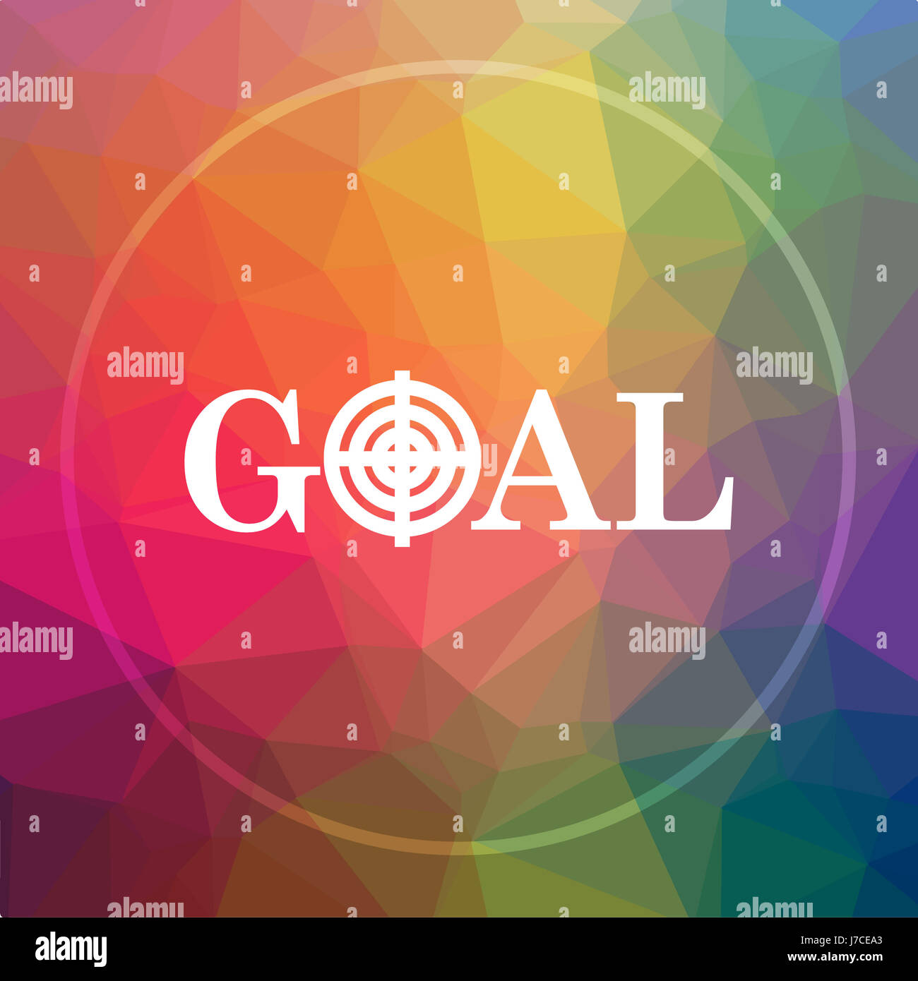Goal icon. Goal website button on low poly background Stock Photo - Alamy