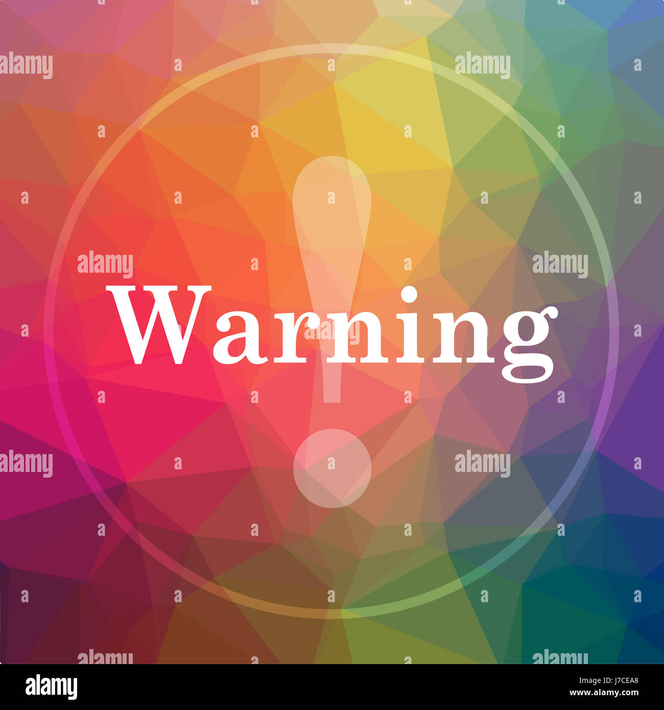 Warning icon. Warning website button on low poly background Stock Photo ...