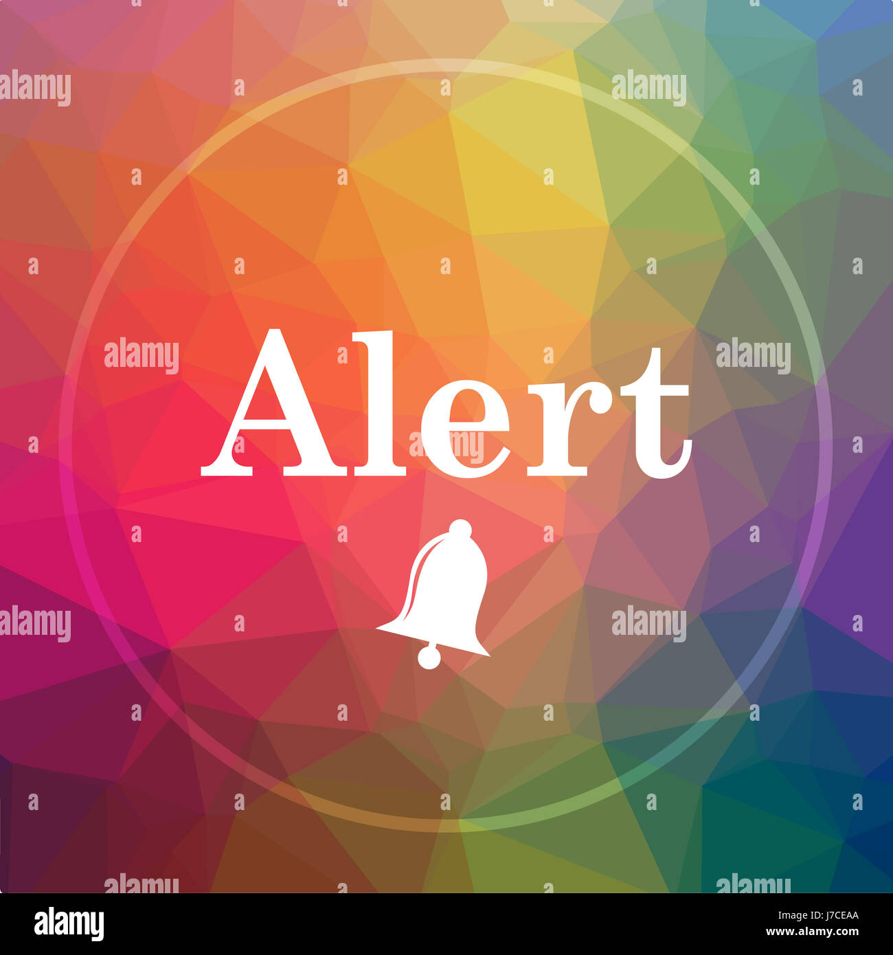 Alert icon. Alert website button on low poly background Stock Photo - Alamy