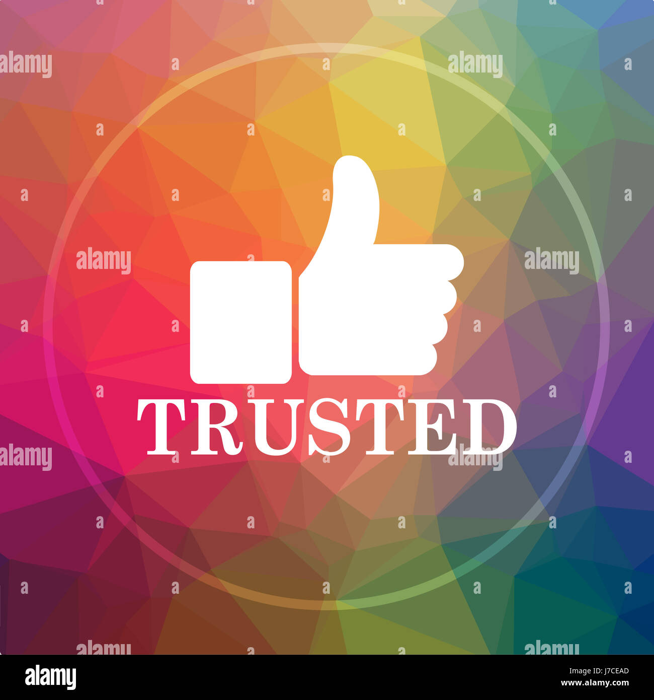 Trusted icon. Trusted website button on low poly background Stock Photo ...