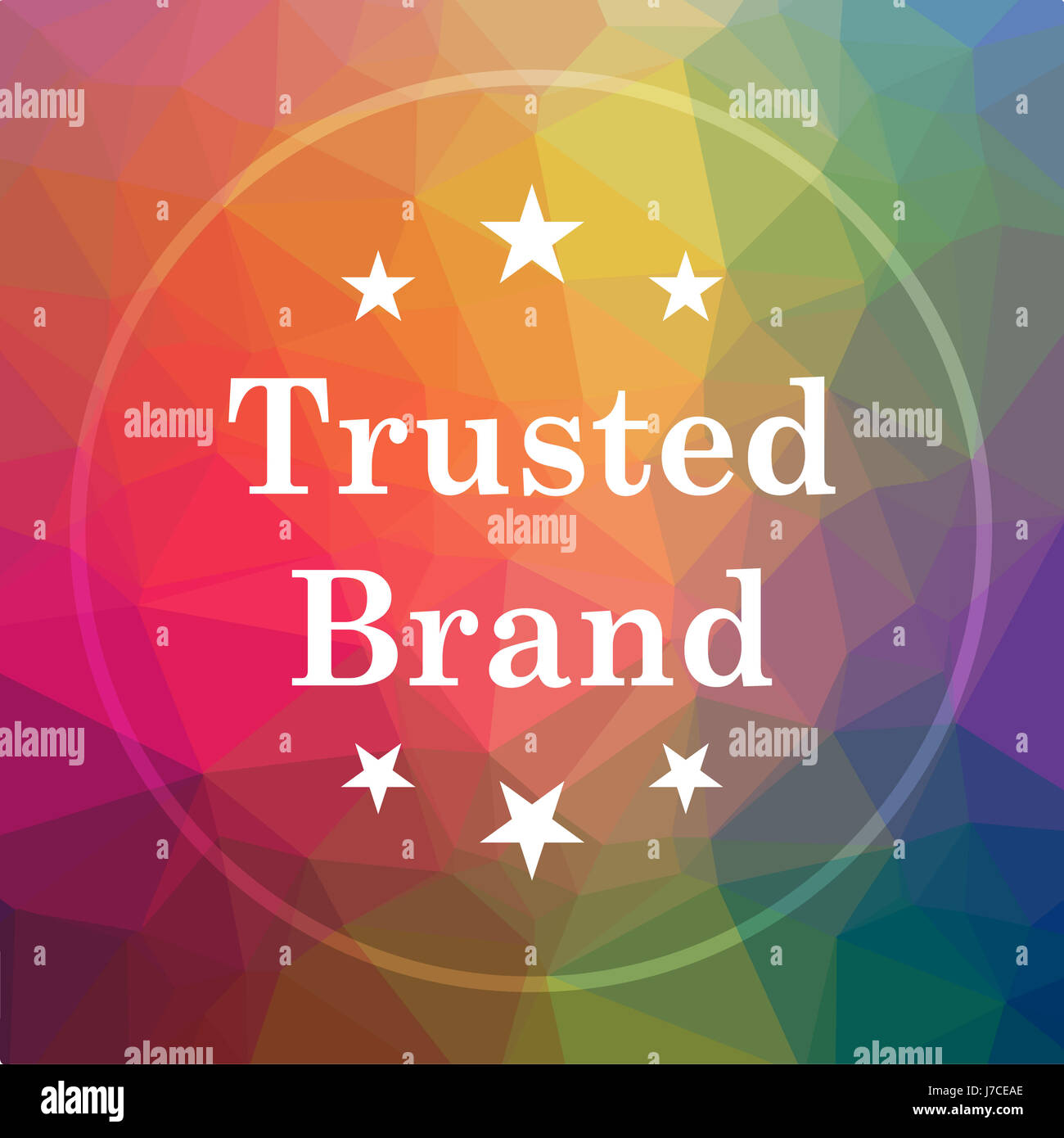 Trusted brand icon. Trusted brand website button on low poly background ...
