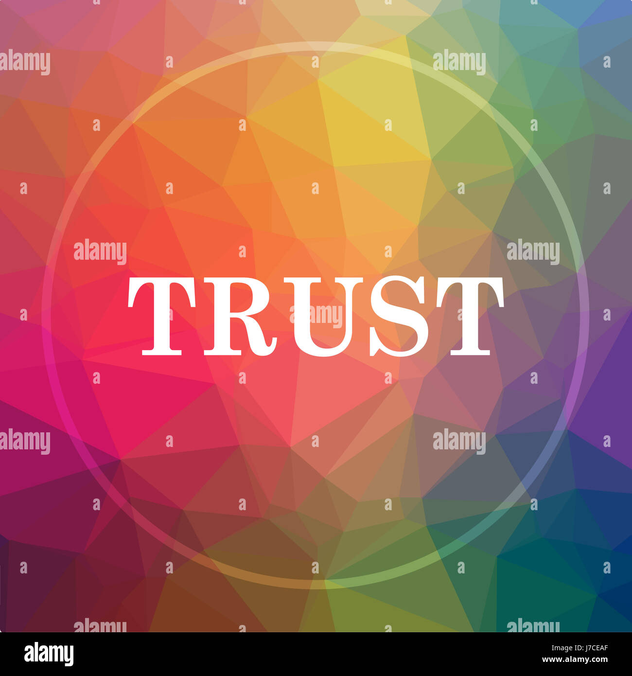Trust icon. Trust website button on low poly background Stock Photo - Alamy