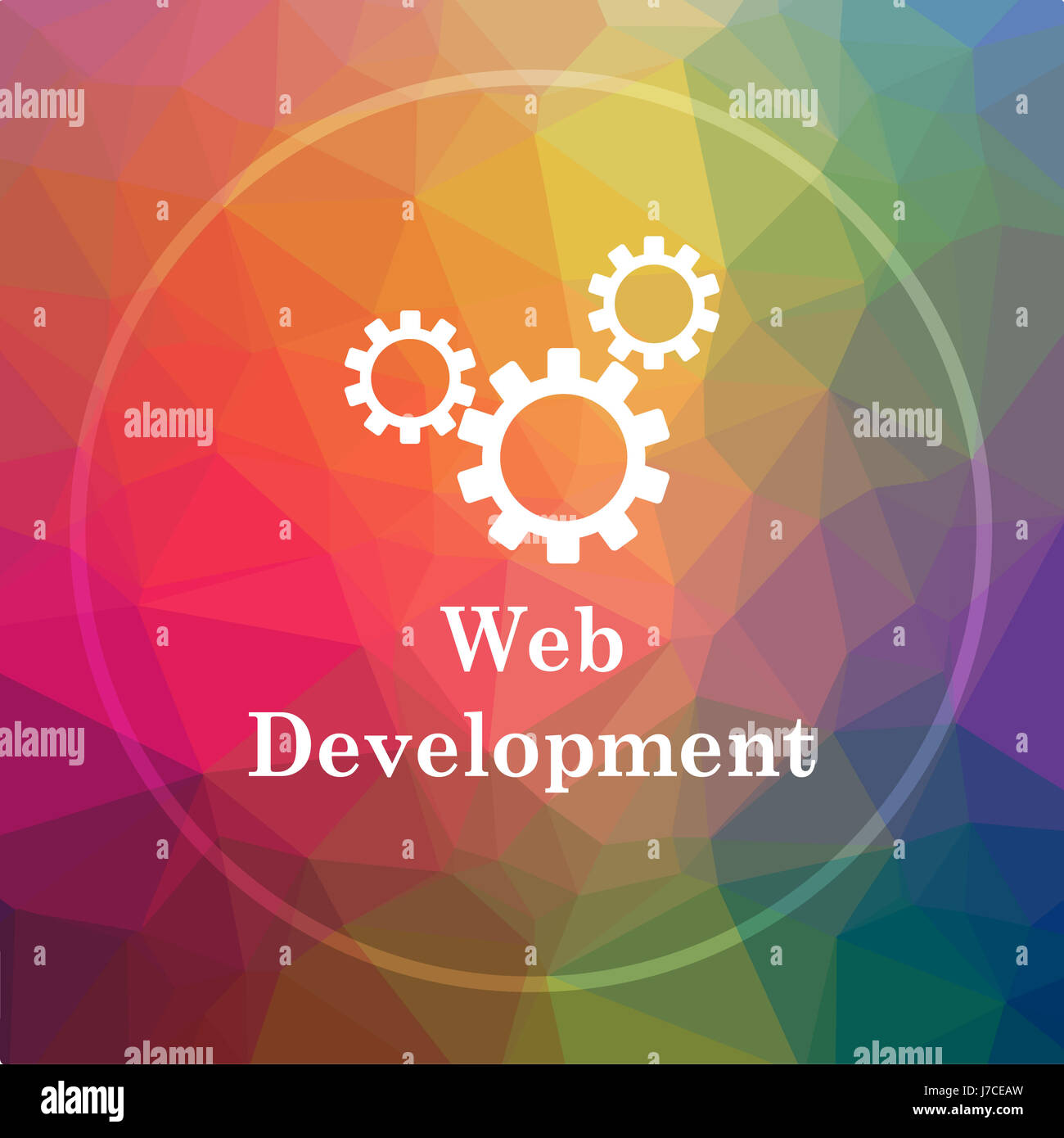 Web development icon. Web development website button on low poly ...