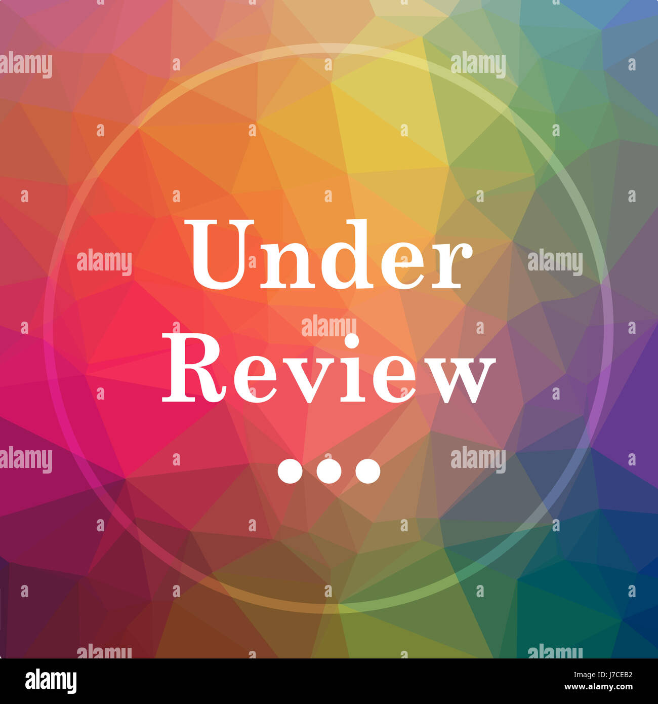 Under review icon. Under review website button on low poly background ...