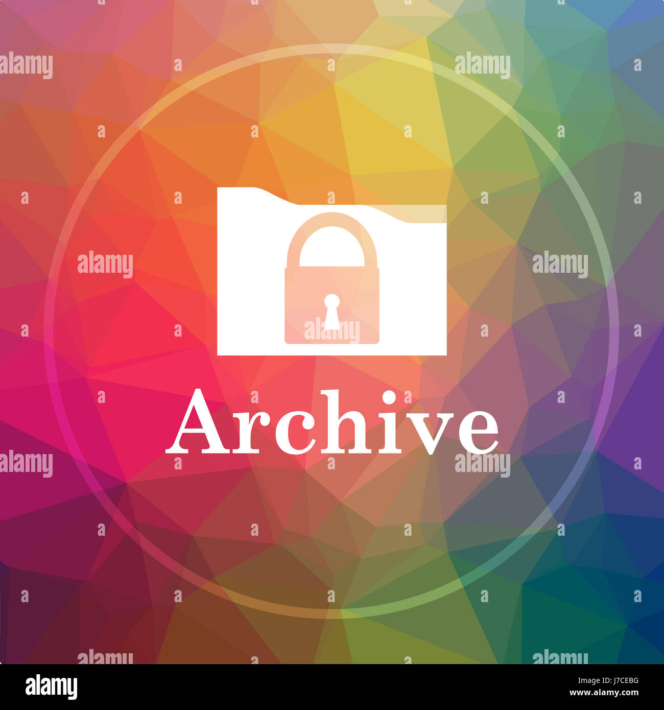 Archive icon. Archive website button on low poly background Stock Photo ...