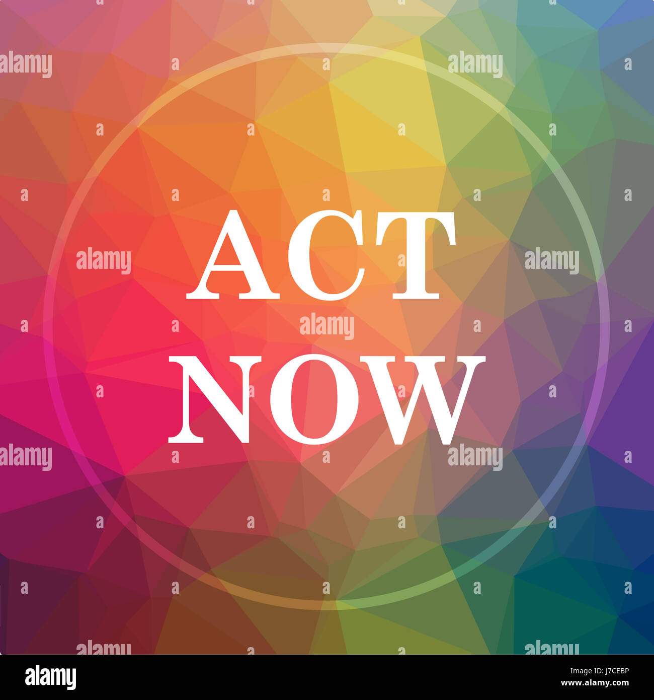Act now icon. Act now website button on low poly background Stock Photo ...