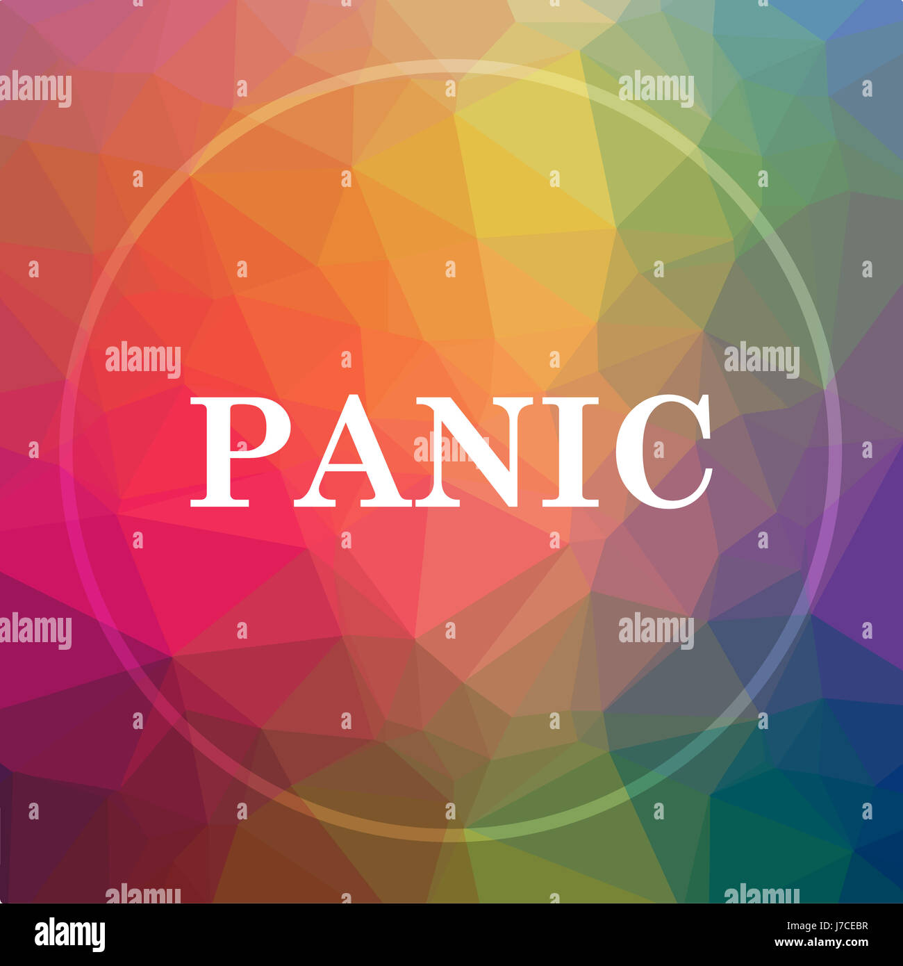 Panic icon. Panic website button on low poly background Stock Photo - Alamy