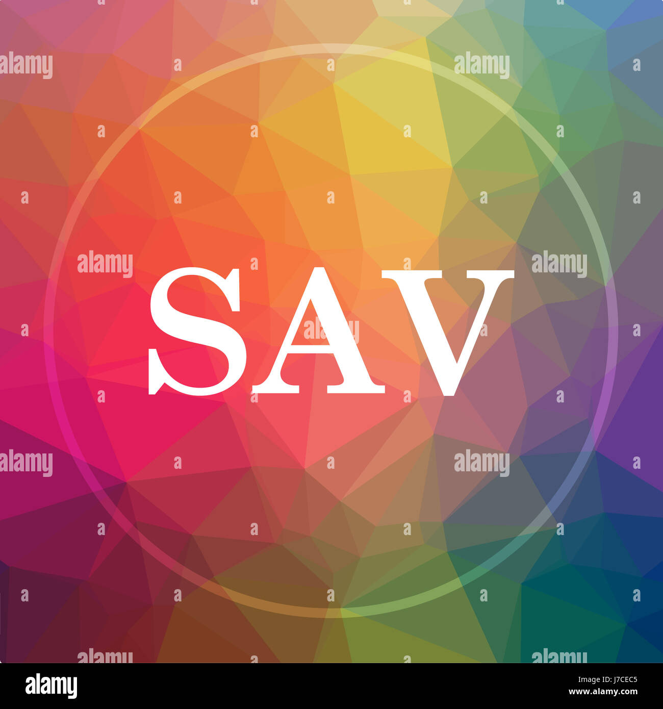 SAV icon. SAV website button on low poly background Stock Photo - Alamy