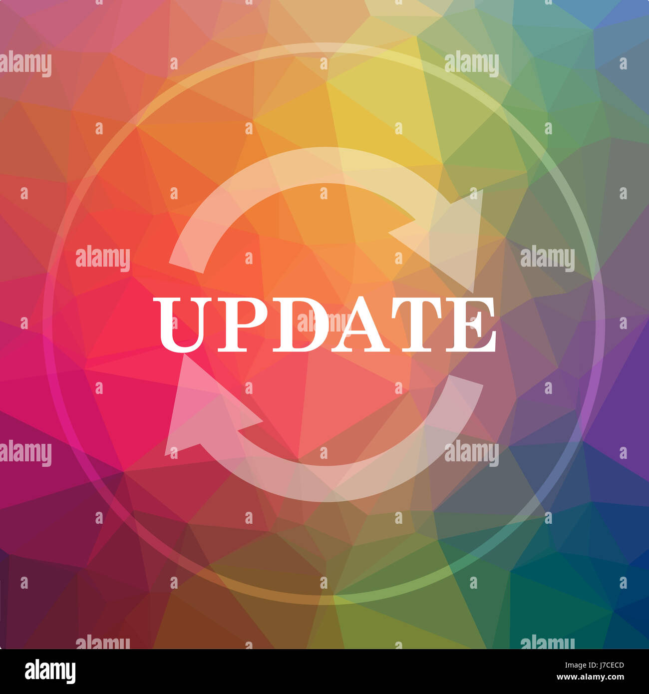 Update icon. Update website button on low poly background Stock Photo ...