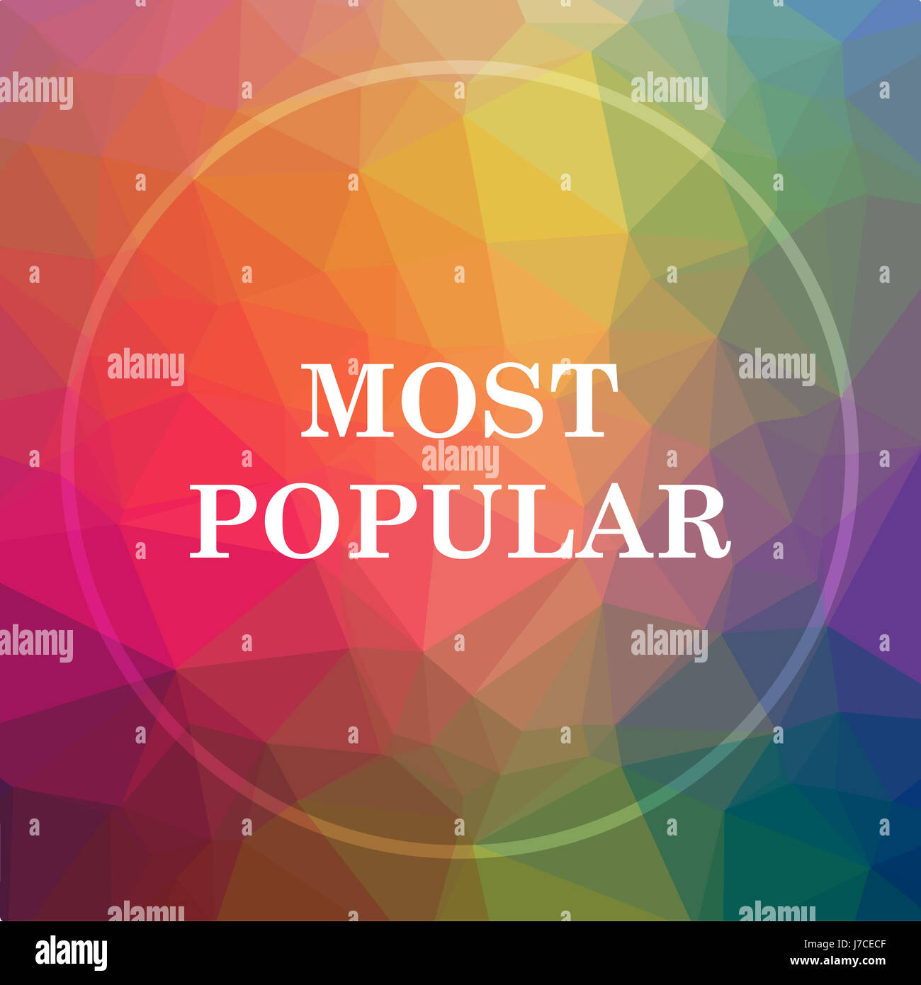 Most popular icon. Most popular website button on low poly background ...