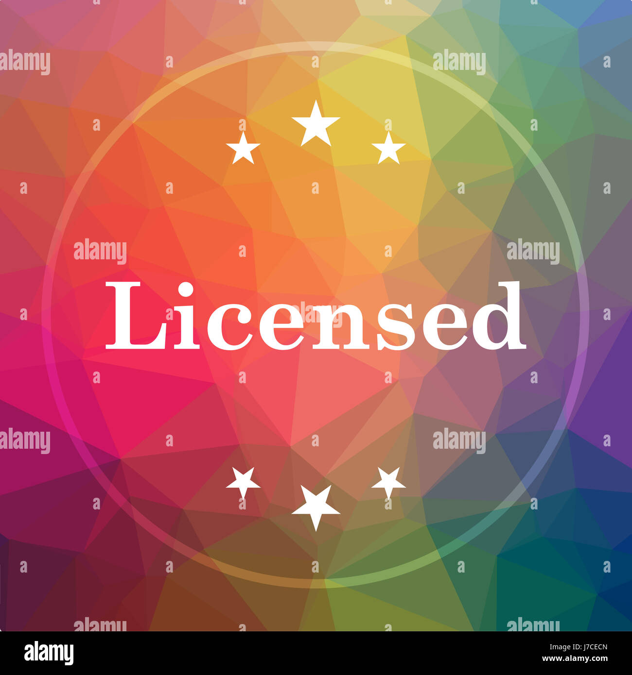 Licensed icon. Licensed website button on low poly background Stock ...